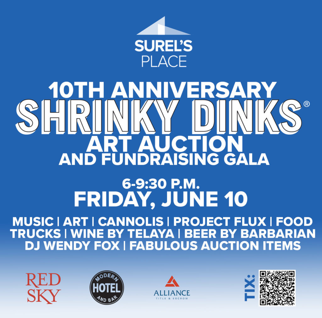 A text-heavy design advertising the upcoming Shrinky Dinks Art Action ...